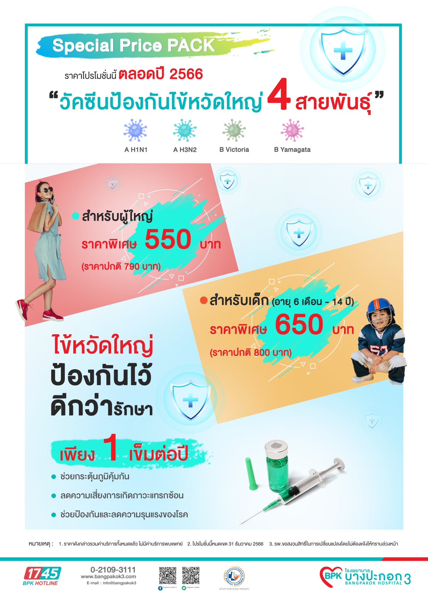 Special Price PACK : วัคซีนป้องกันไข้หวัดใหญ่ 4 สายพันธุ์